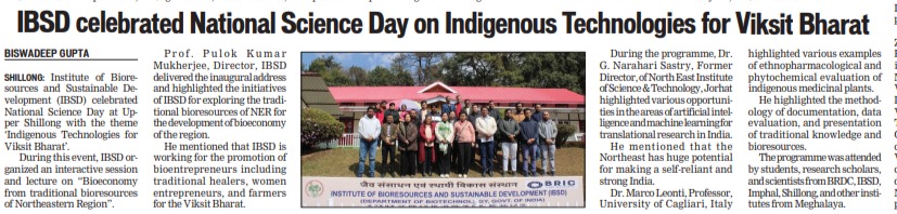 IBSD celebrated National Science Day on Indigenous Technologies for ...