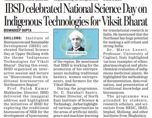 IBSD celebrated National Science Day on Indigenous Technologies for Viksit Bharat highlighting ...